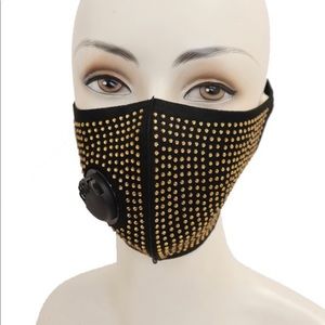 Accessories | Gold Bling Face Mask W Respirator | Poshmark